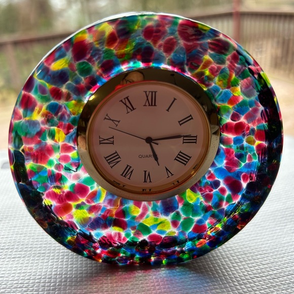 smyers | Art | Steven Smyers Art Glass Table Clock Paperweight Signed ...